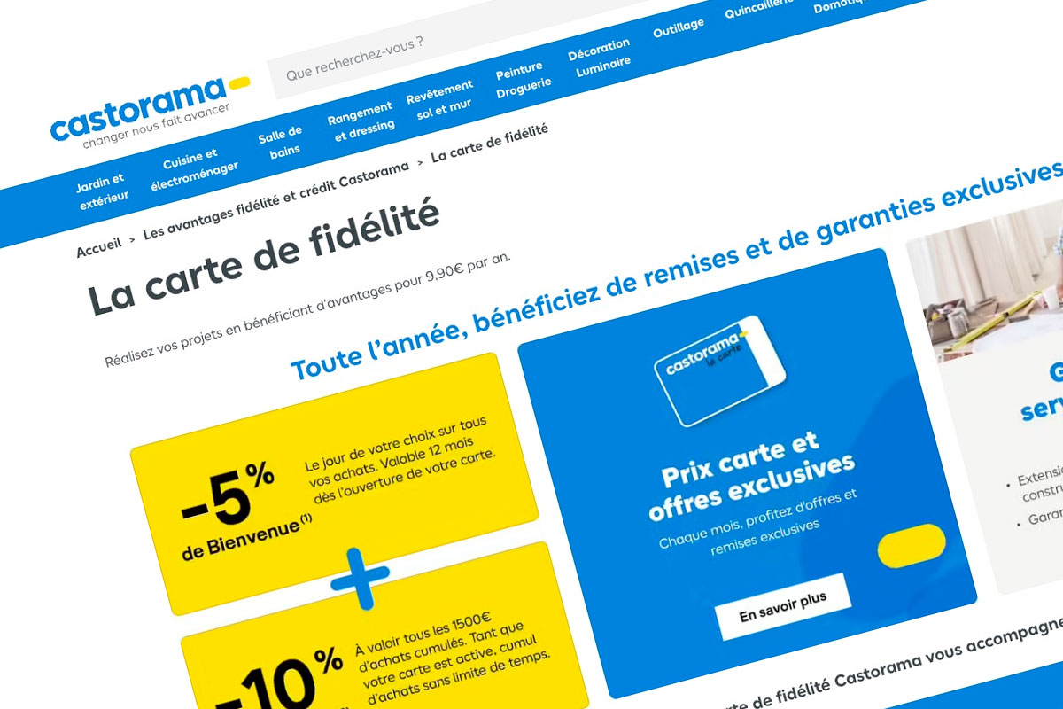 Carte Castorama : Le Plein d'Avantages Fidélité pour 9,90€/an